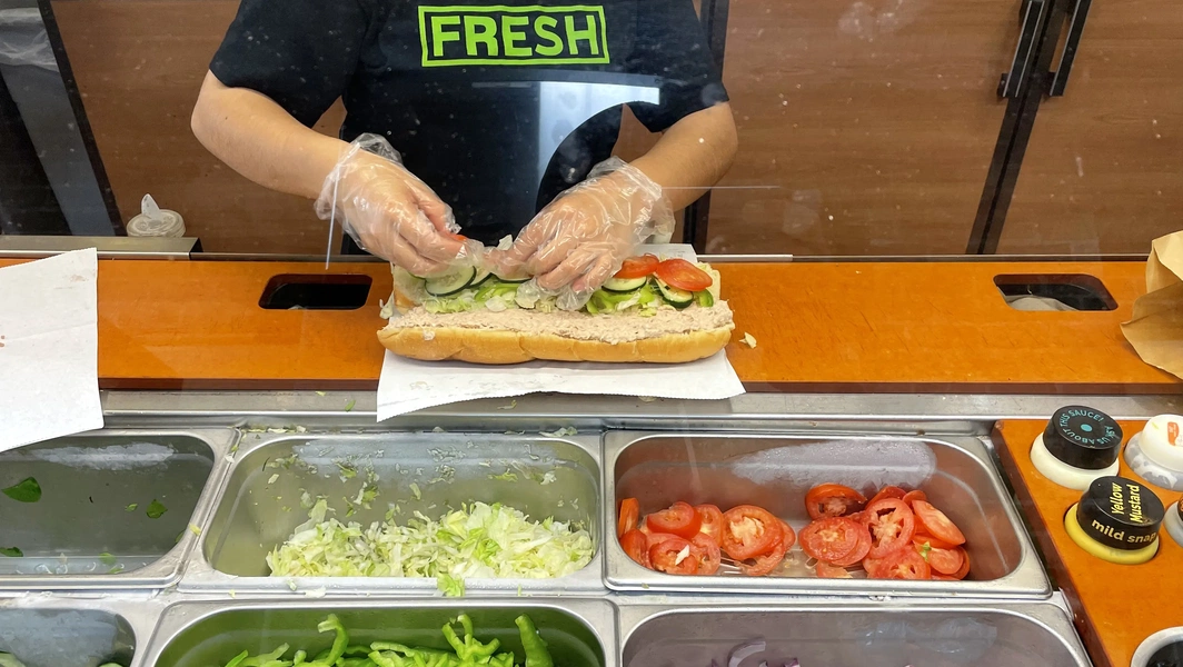 Tuna subs from popular sandwich chains