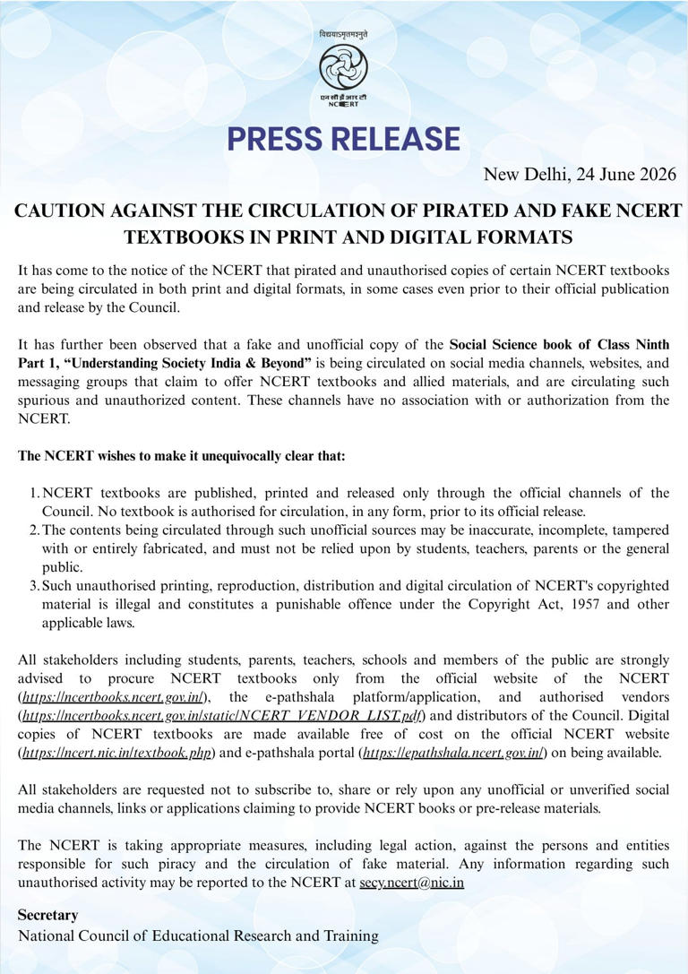 Beware of fake NCERT books: Council warns against fake pirated books online