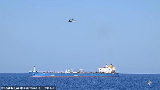 Moment French commandos board Russian shadow tanker off the coast of Sicily