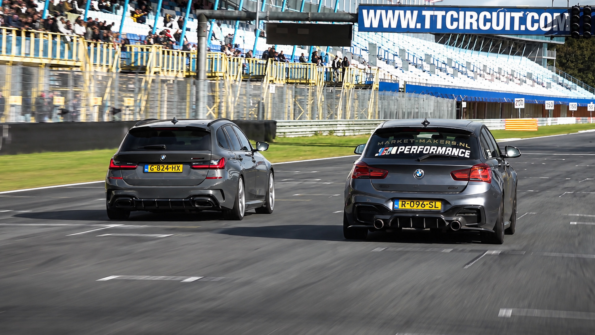 Two fast BMWs battle down the drag strip