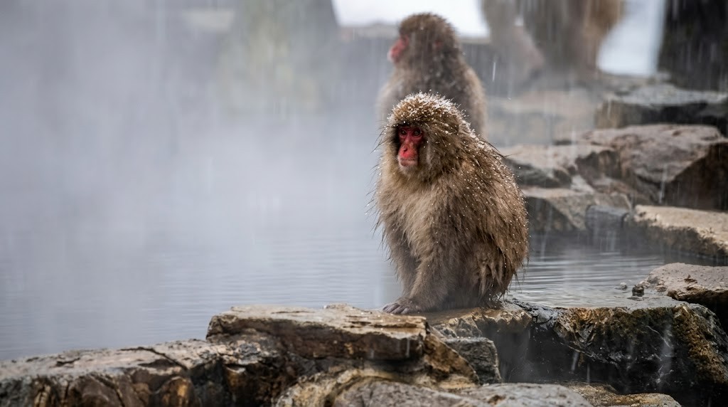 Watch what happens when these monkeys discover natural hot tubs
