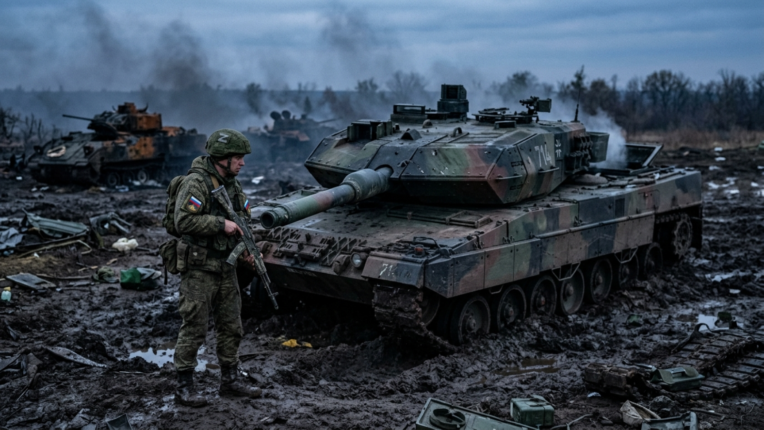 Leopard 2A6 left behind as Russians move in