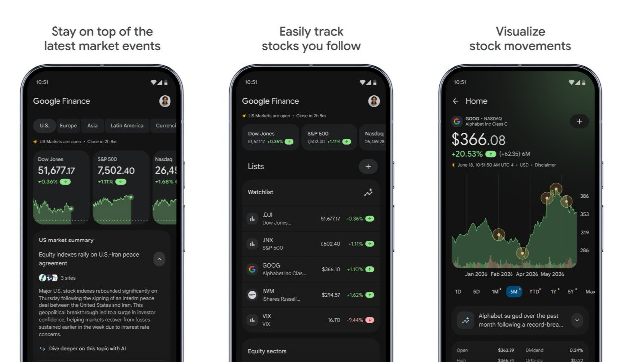 Google Finance finally gets a dedicated Android app and heavy AI upgrades