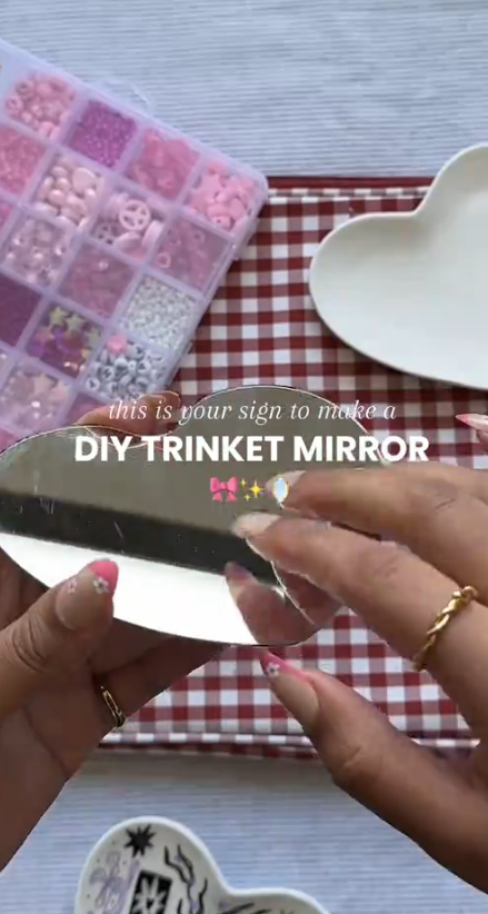 Upcycled DIY trinket mirror tutorial
