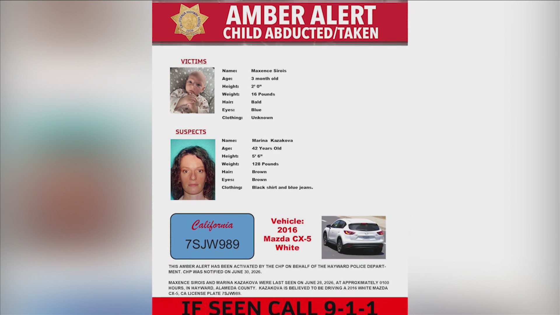 Amber Alert issued, license plate reader picked up plate number in Kern ...
