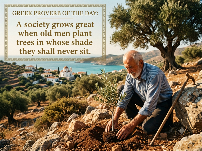 Greek proverb of the day: 'A society grows great when old men...' - A ...