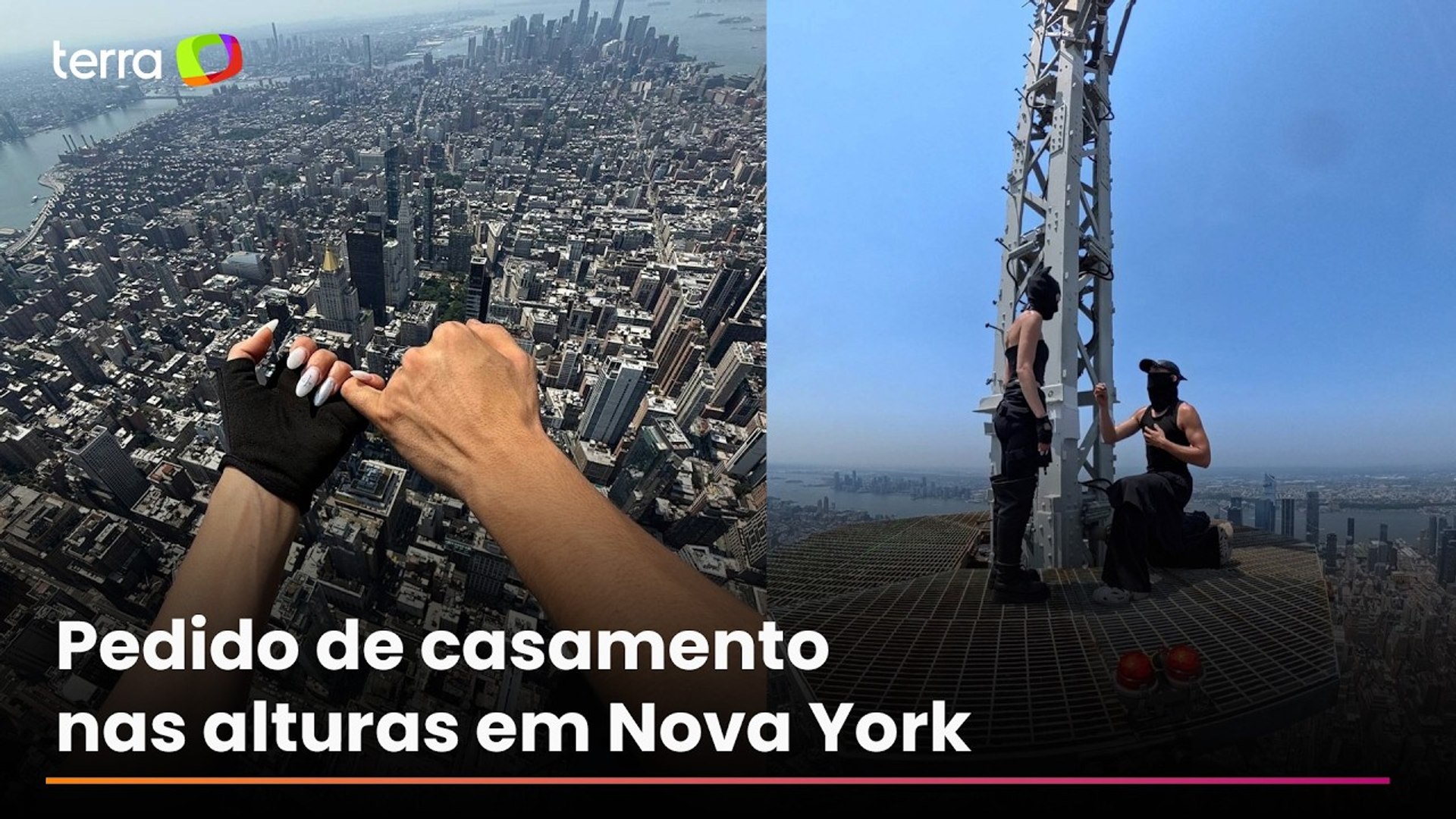 Casal escala Empire State Building, em Nova York, para pedido de ...