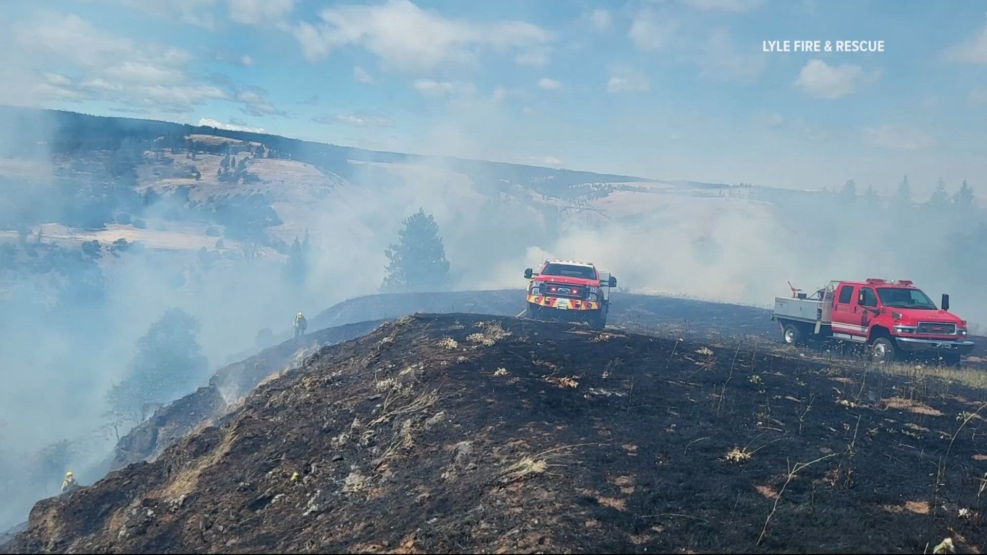 Lyle Hill fire holds steady, about 60% contained
