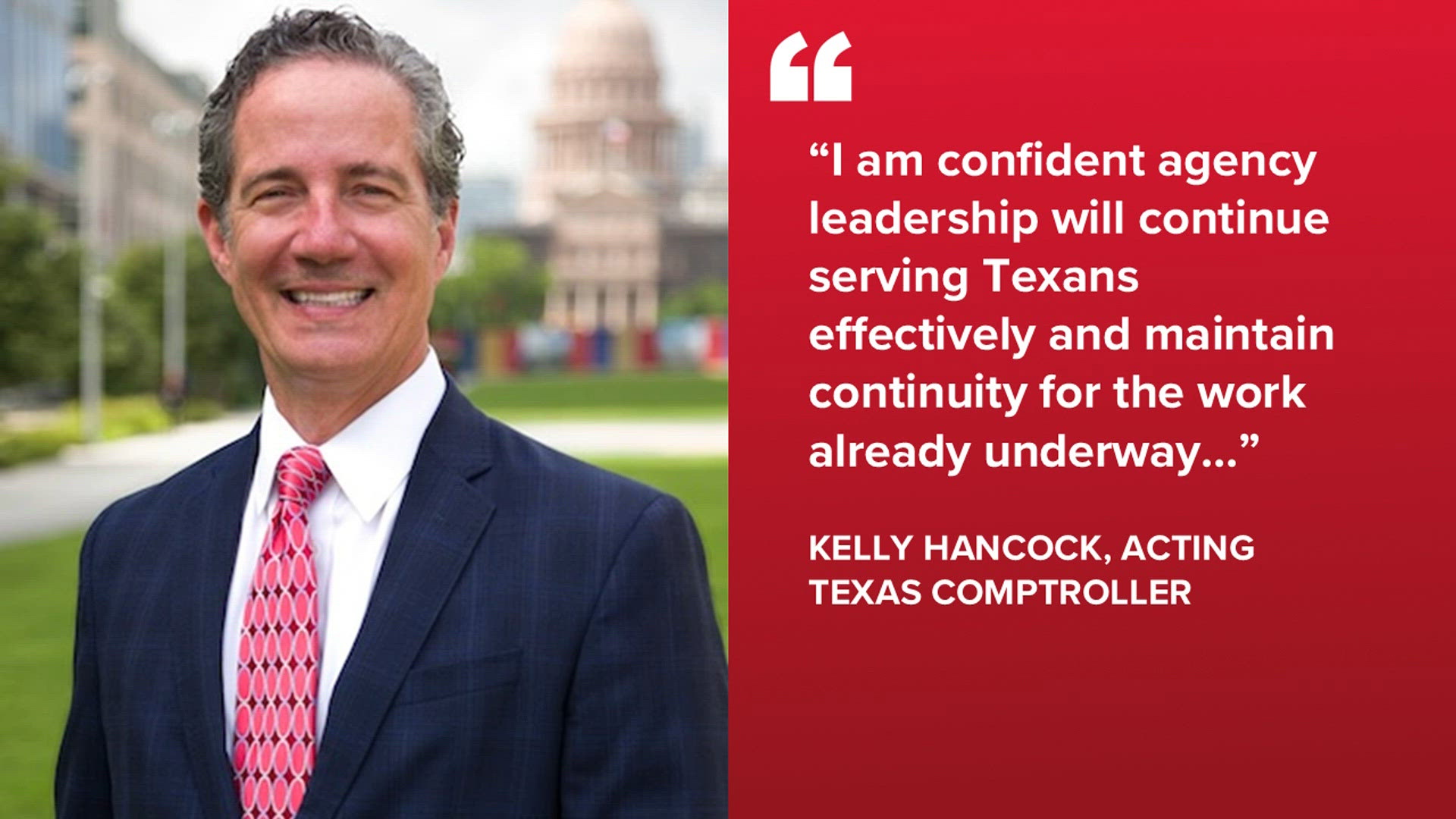 Texas acting comptroller Kelly Hancock to step down at end of month