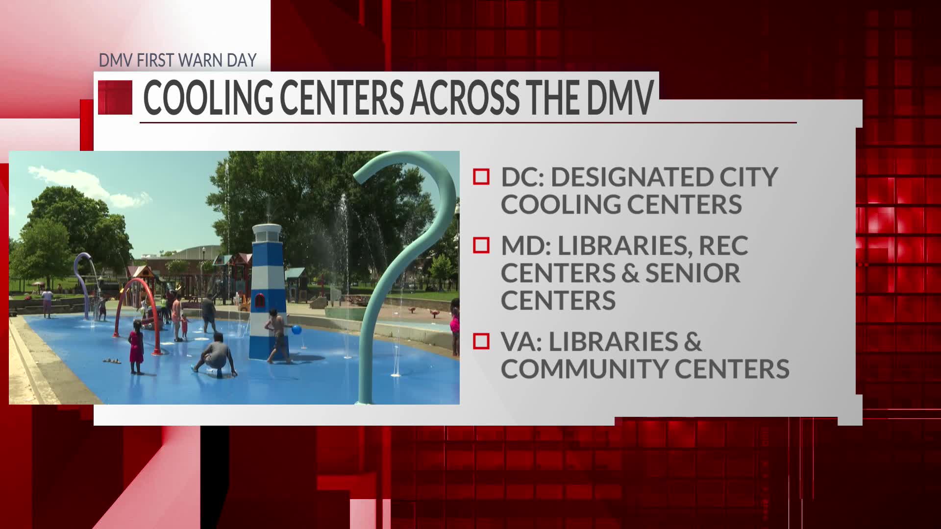Map: DC cooling centers, locations around the DMV