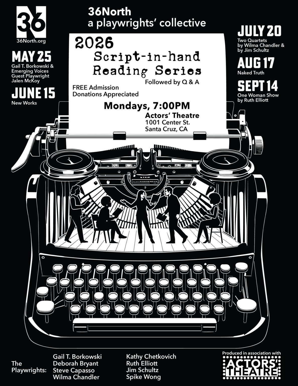 Playwright collective 36 North to present script-in-hand reading series