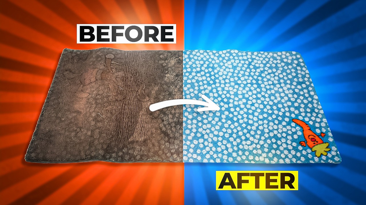 I couldn't let this filthy kids rug go to landfill! Satisfying ASMR ...