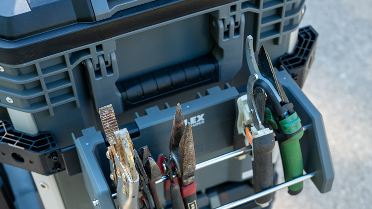 Transform your cluttered garage with Flex's Track-Lock storage system