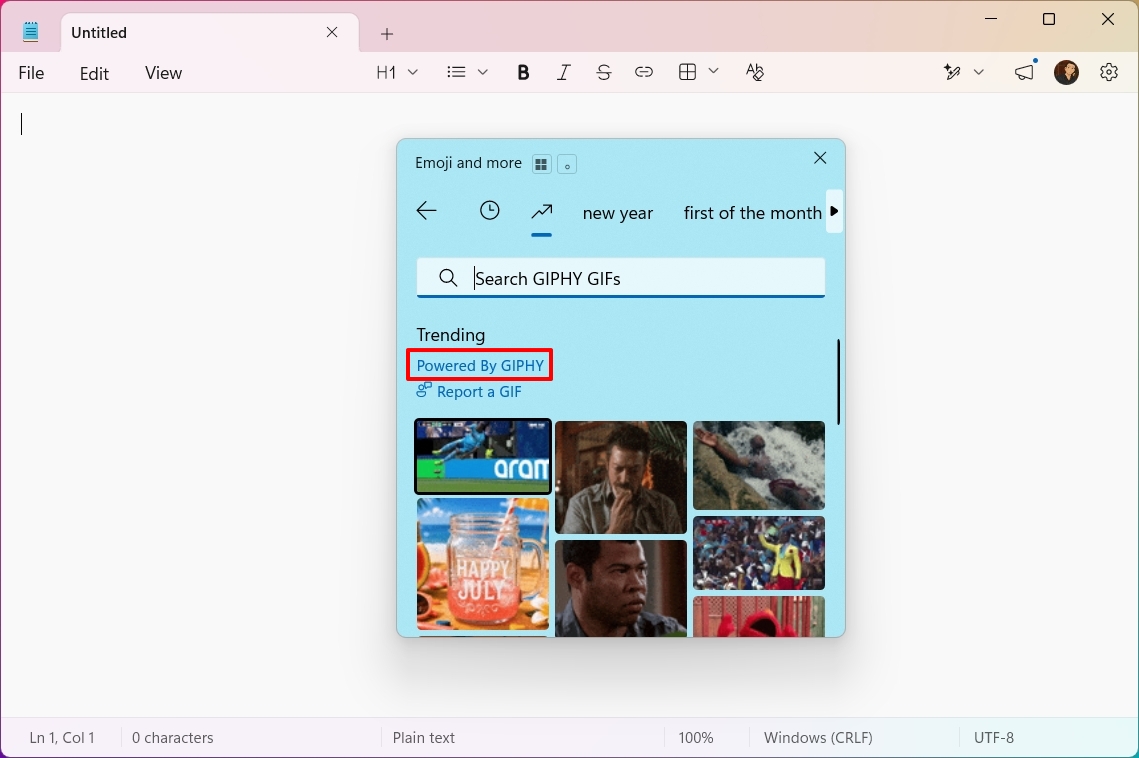 Why the Windows 11 emoji panel is showing a "GIF service is not ...