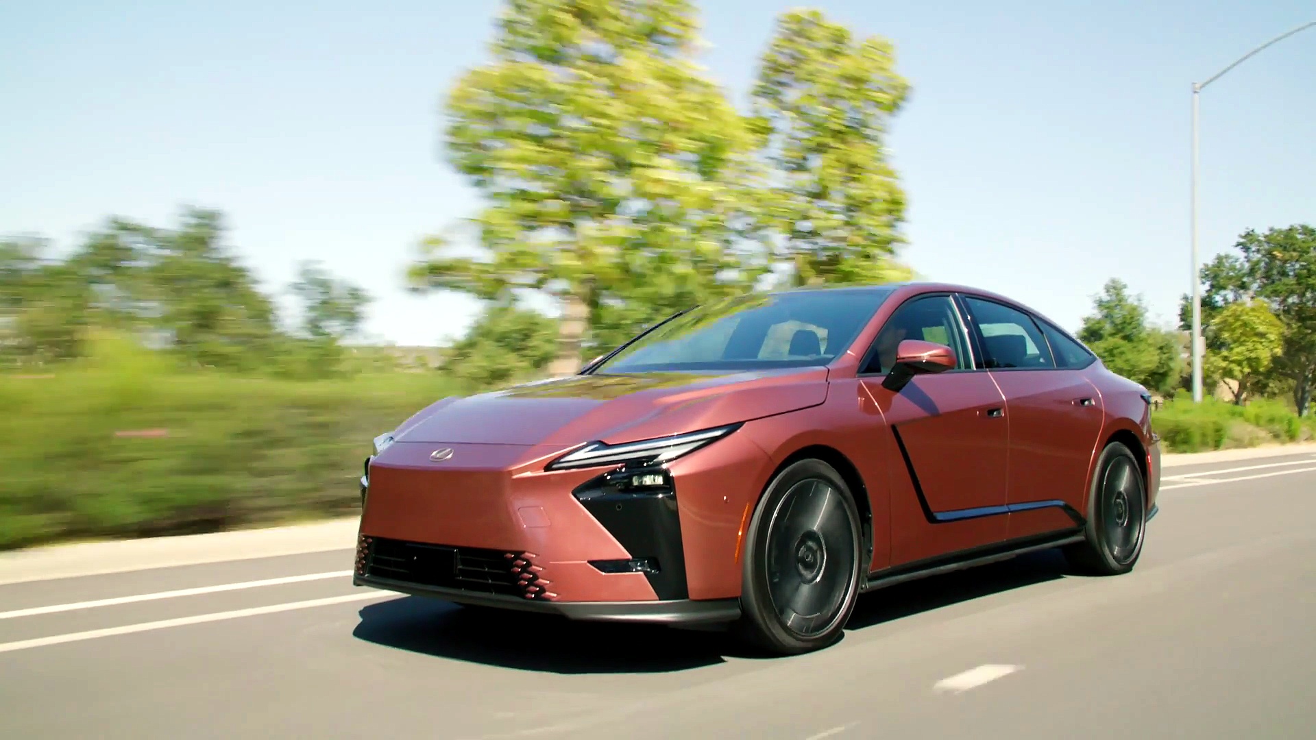 The new Lexus ES 500e luxury in Sonic Copper driving video