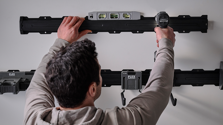 Transform your cluttered garage with Flex's Track-Lock storage system