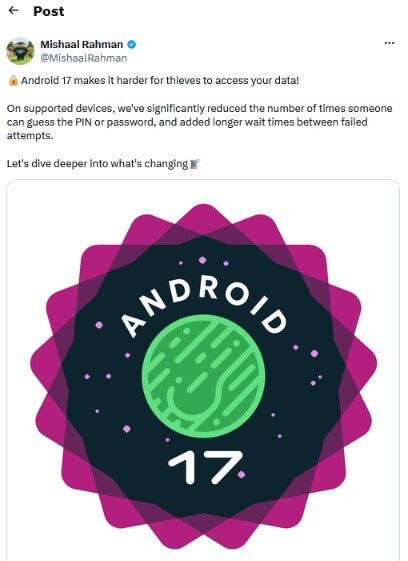 Android 17 makes it harder for a brute-force attack to successfully ...