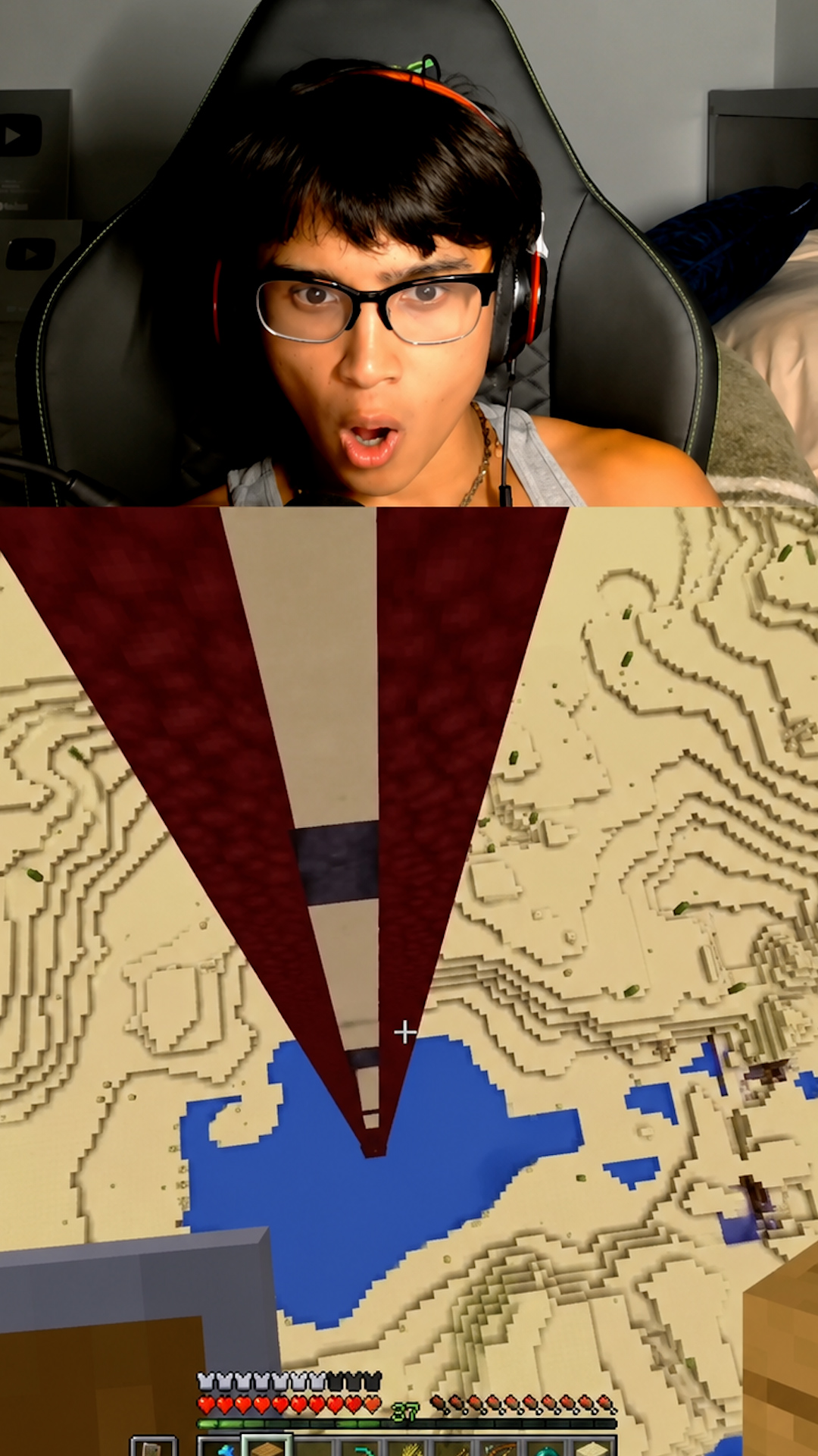 Successful high altitude water landings in Minecraft