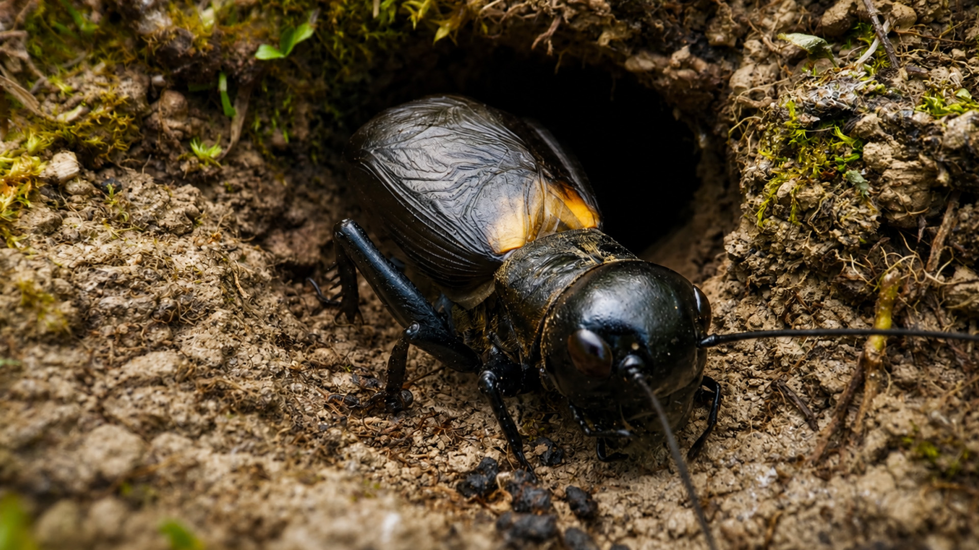 Hidden forest camera captures a rare close-up of a giant cricket