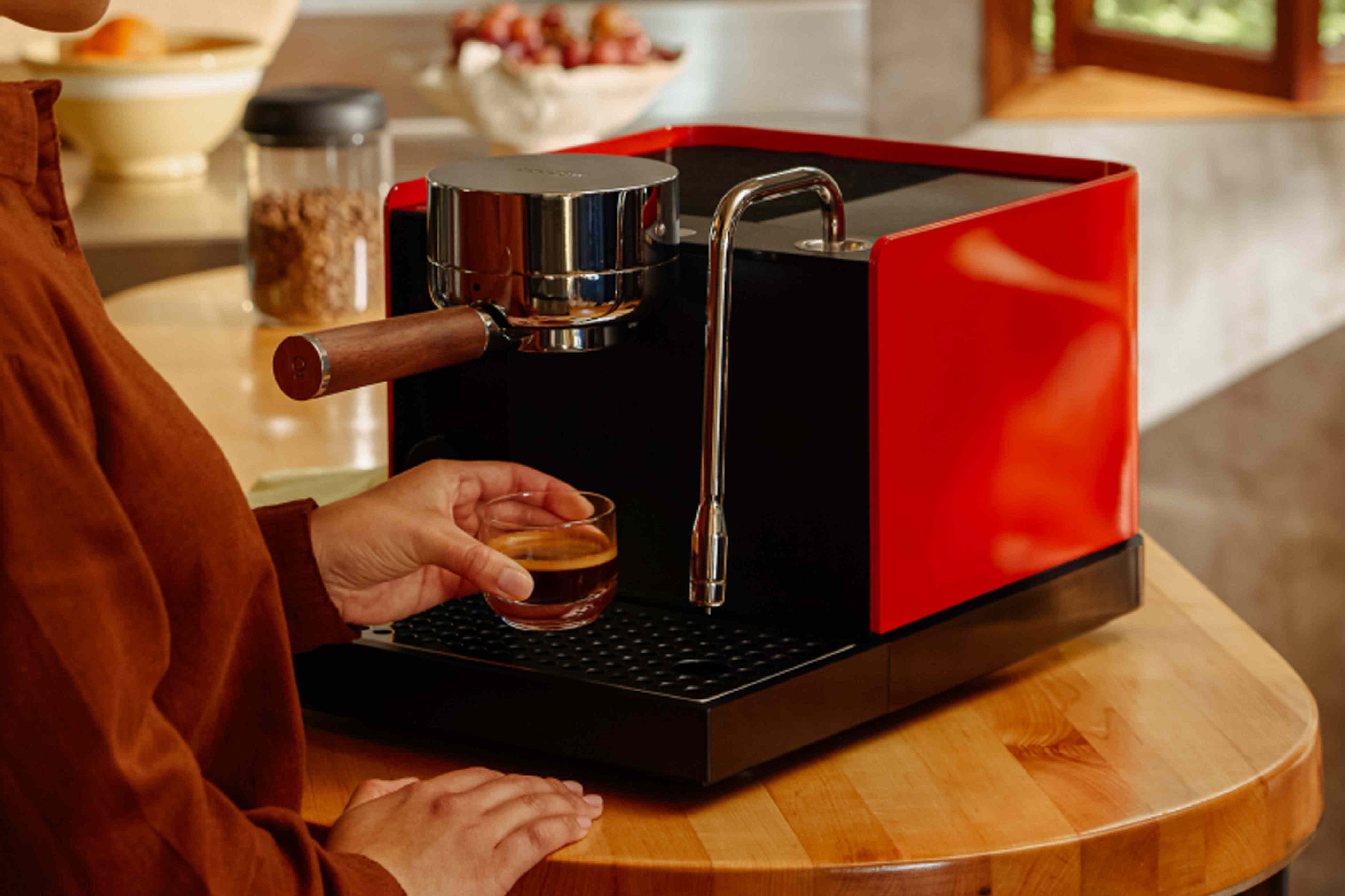 The sleek Fellow espresso machine is packed with high-tech features ...