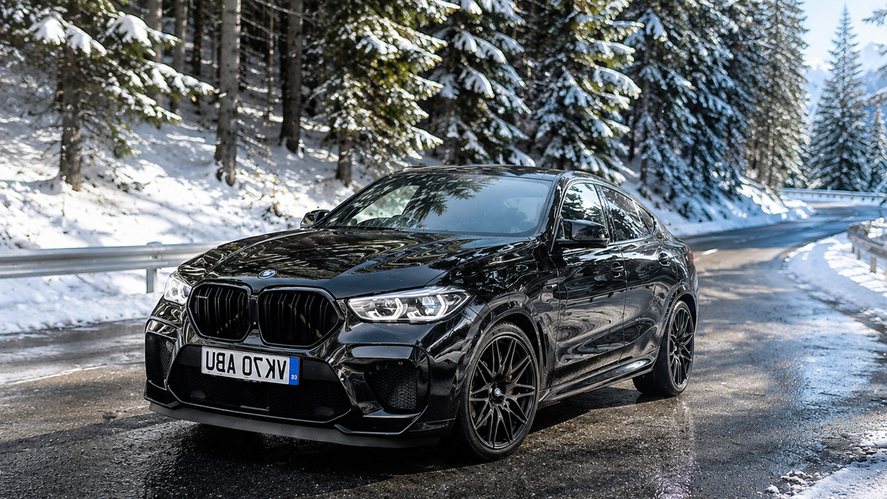 BMW X6M faces a winter mountain road test