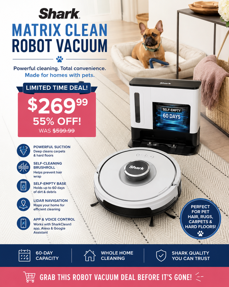 Shark Matrix Clean robot vacuum drops to $269.99 (55% off)