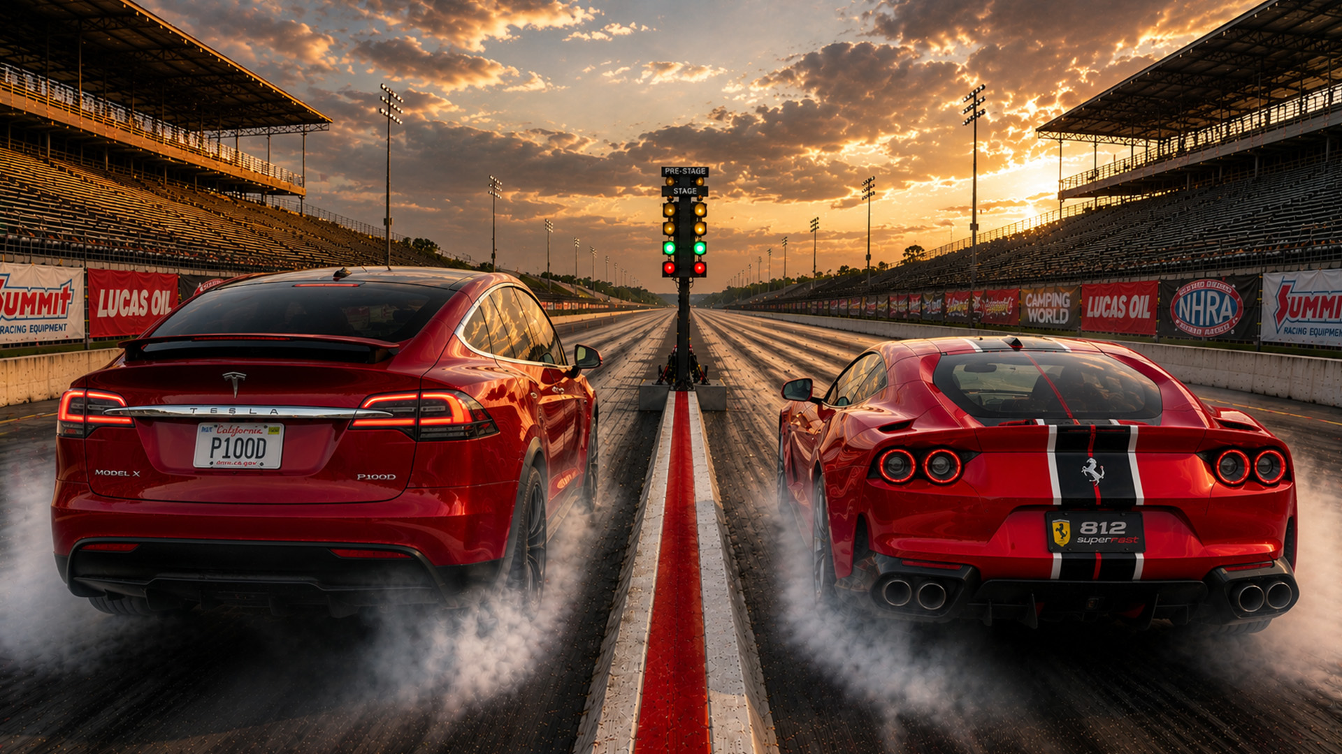 790HP Ferrari 812 Superfast faces Tesla Model X P100D drag race
