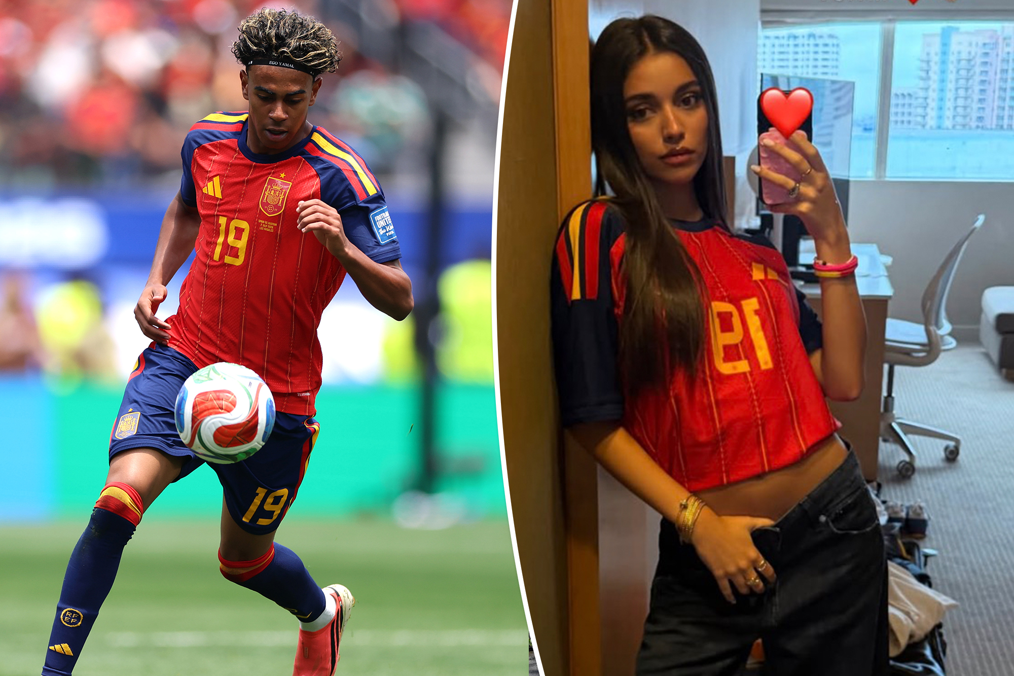 Lamine Yamal’s girlfriend Ines Garcia rocks cropped Spain jersey for ...