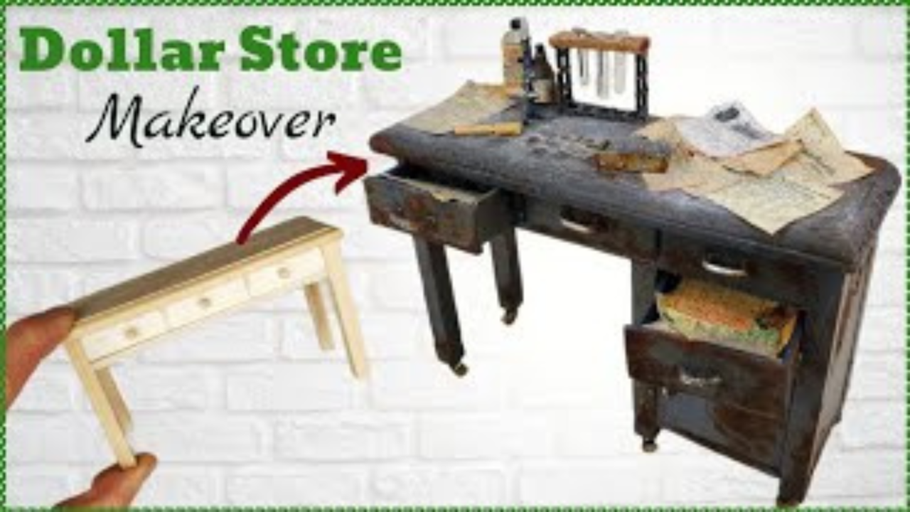 DIY Dollar Tree Miniature Table to Abandoned Desk