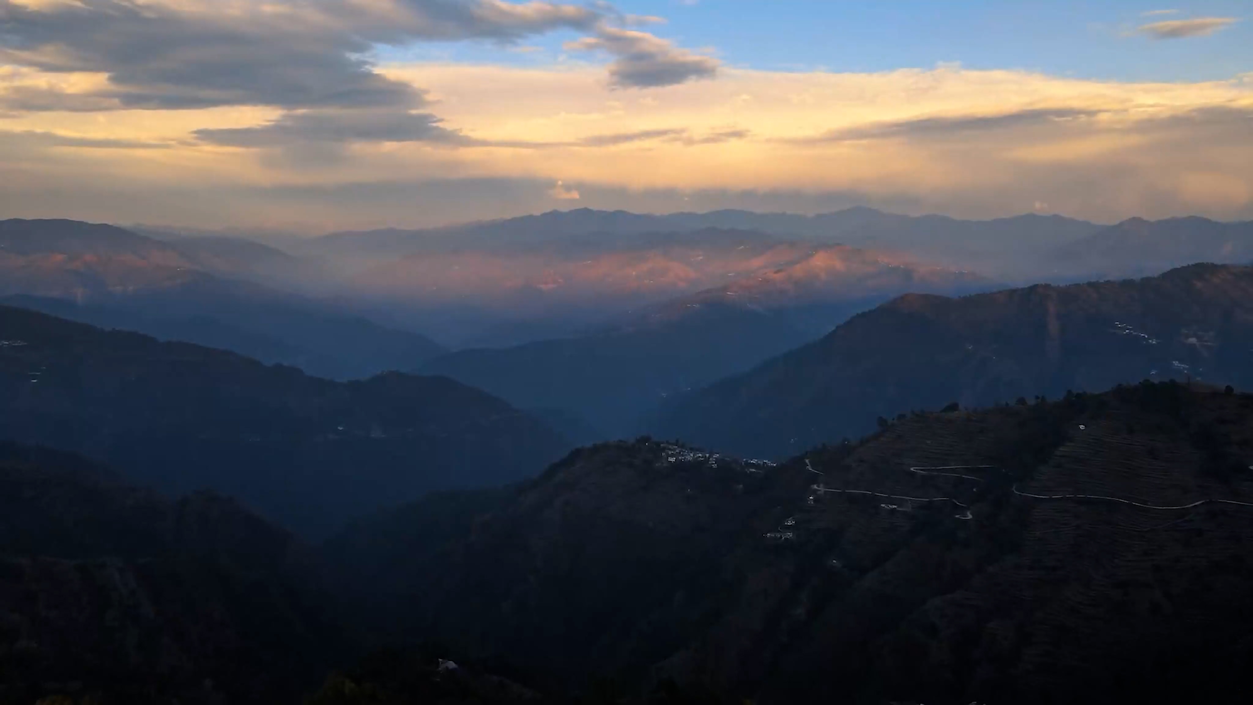 India hidden Himalayan hills with clouds and sunsets