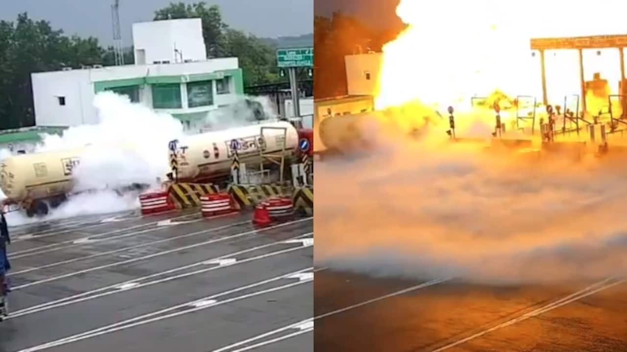 Video: LPG tanker explodes after crashing into UP toll booth, 5 killed