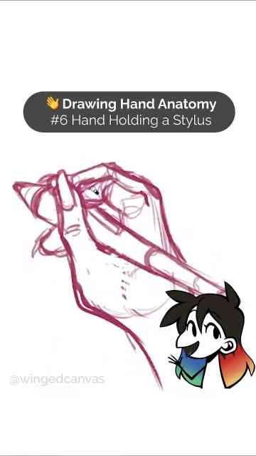 How to draw a hand holding a stylus step by step
