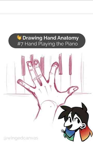How to draw a hand playing piano in simple steps