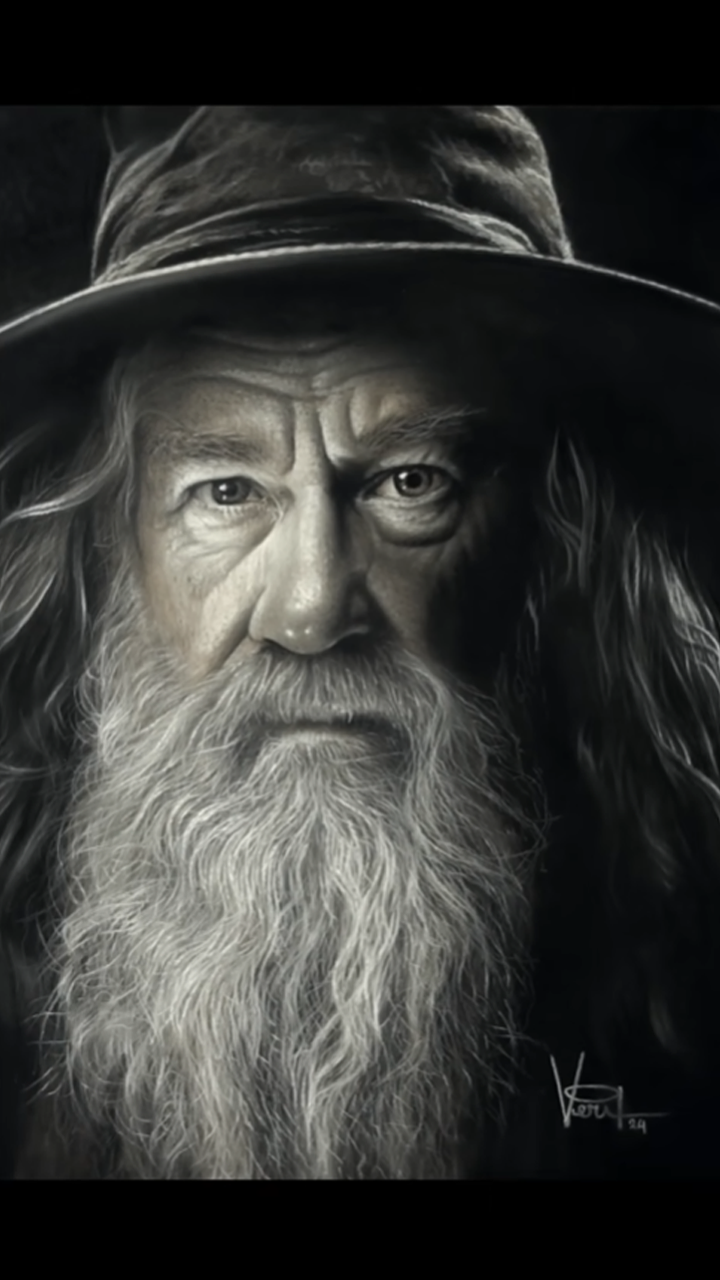 Epic Gandalf drawing tutorial pencil sketch with cinematic lighting effect