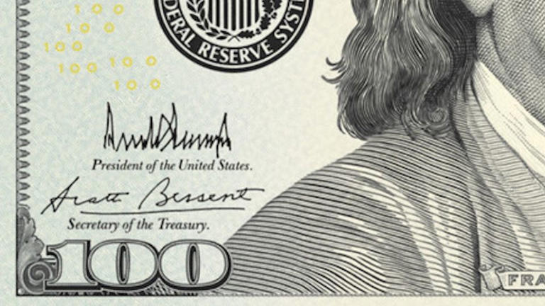 Trump posts new image of $100 bill with his signature