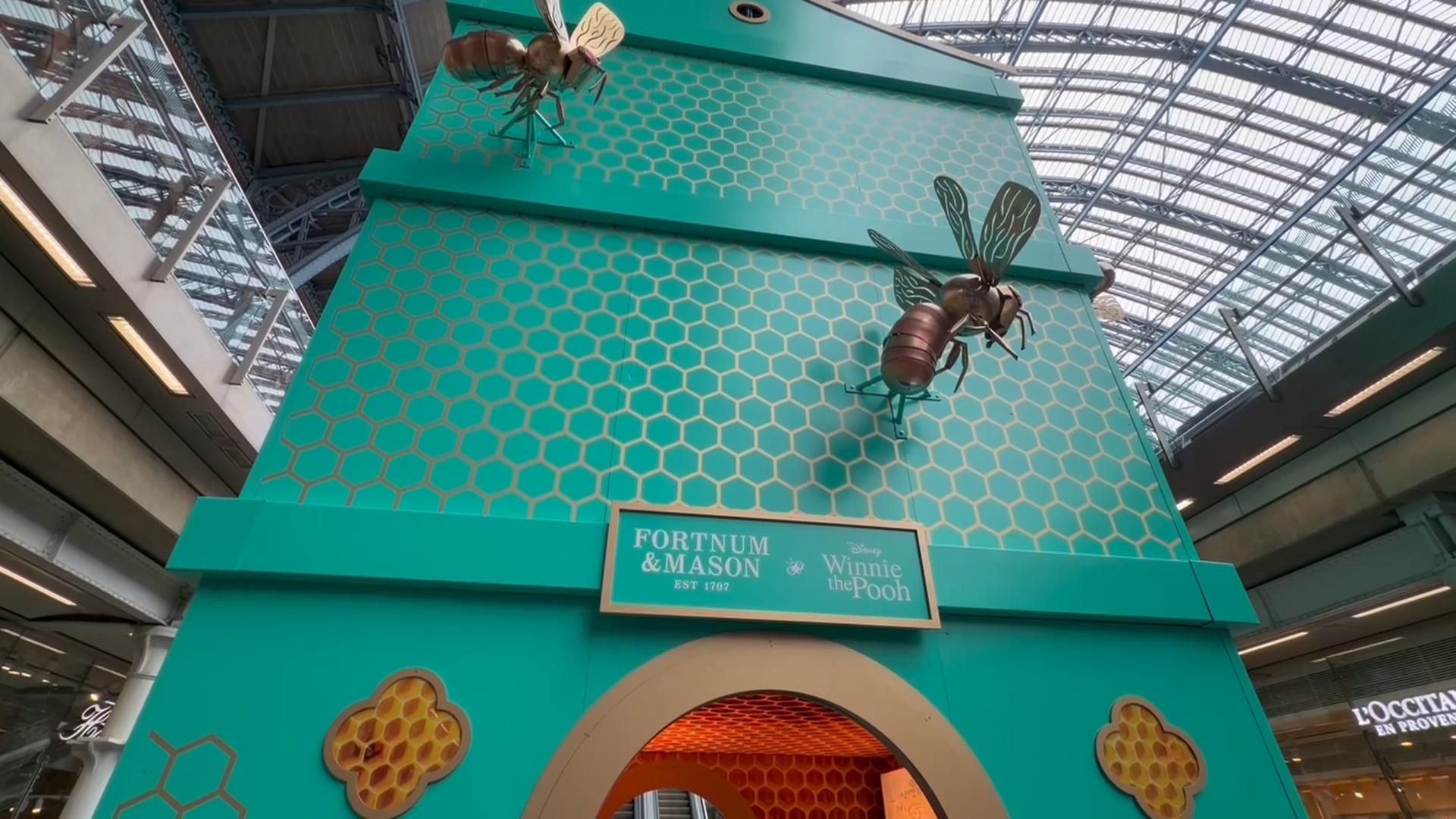 Giant beehive unveiled in London for Winnie the Pooh's centenary