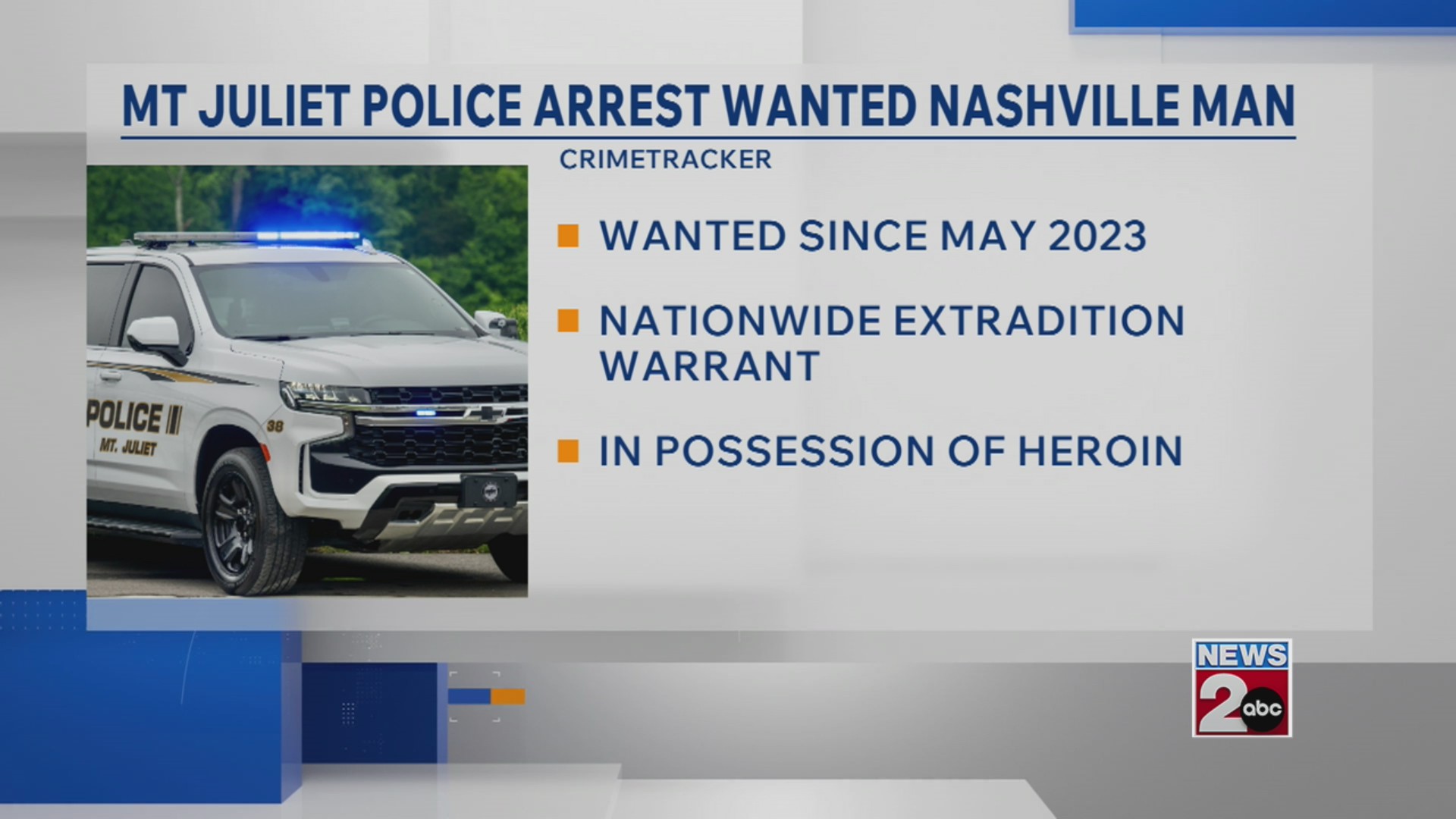 Mt. Juliet police arrest wanted Nashville man