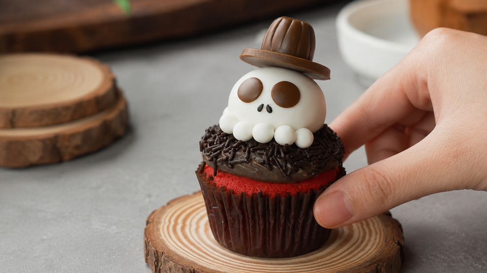 Simple skull cupcake for Halloween