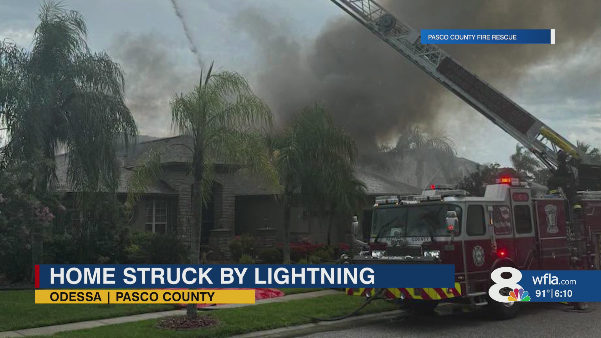 Lightning strike causes structure fire in Pasco County, firefighters say