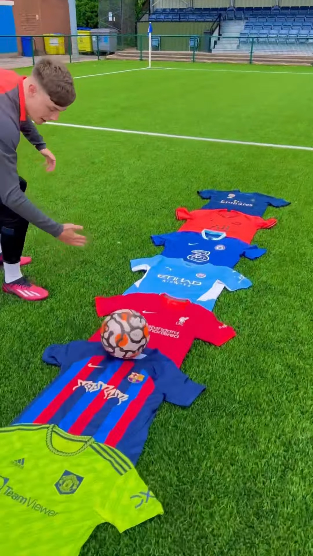 Soccer challenge to win football shirts with one kick