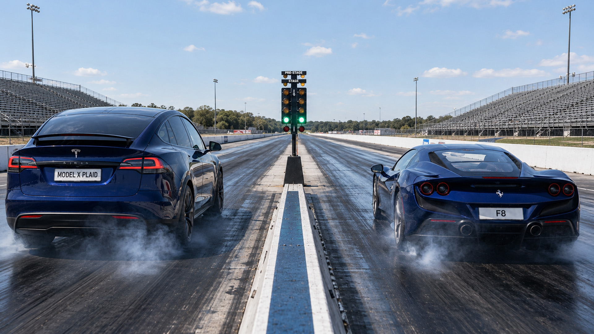 1,020HP Tesla Model X Plaid faces 900HP Ferrari F8 drag race