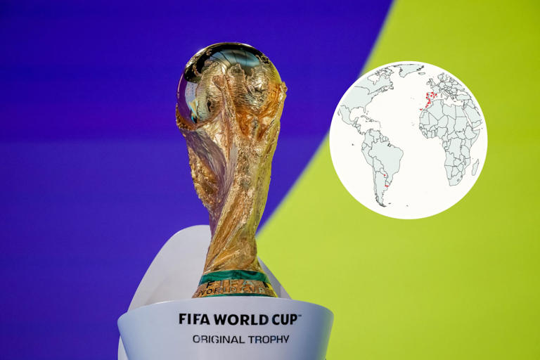 Map shows 2030 World Cup stadium locations across 6 countries