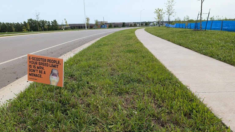 New meme-filled safety signs target young e-bike riders in Overland Park
