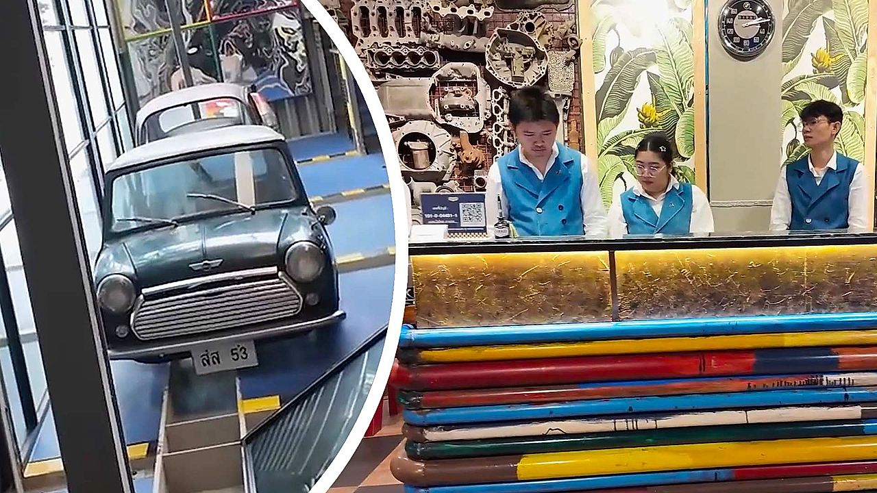 Bangkok hotel transforms old engine parts into stunning car-themed décor