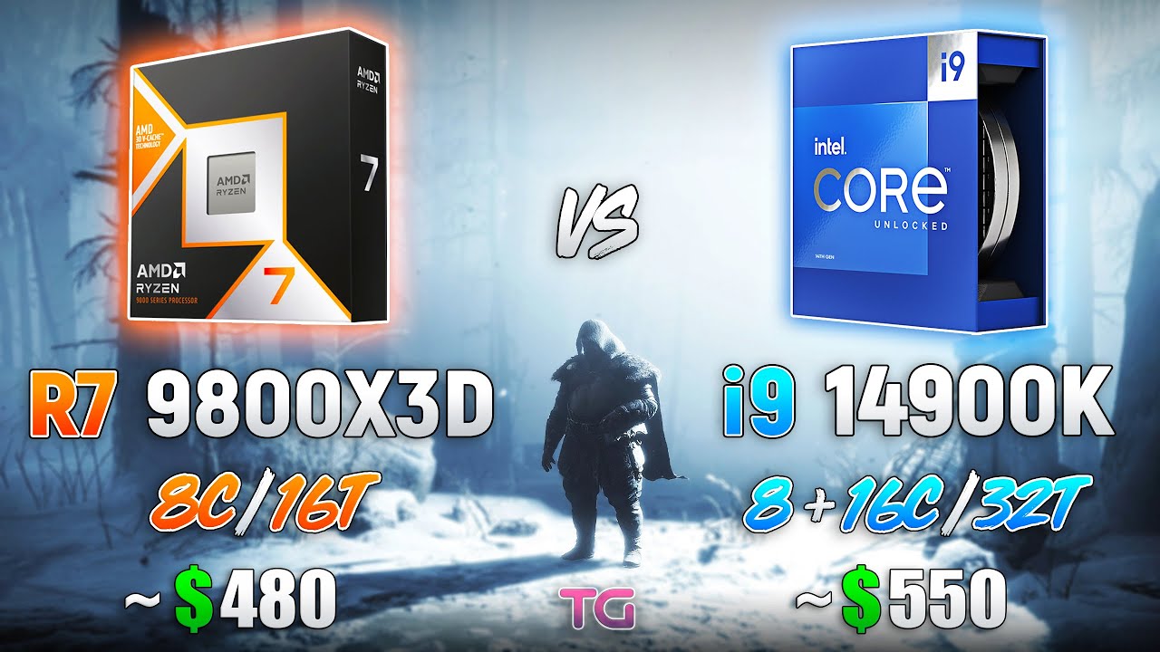 Ryzen 7 9800X3D vs Core i9 14900K - Test in 10 games
