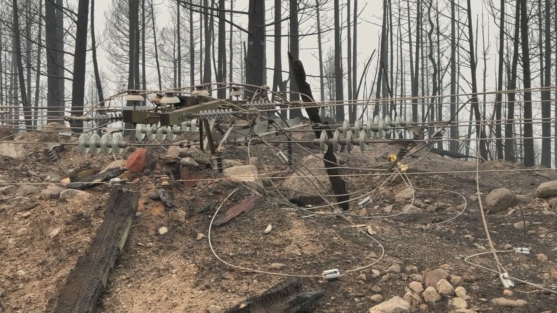 Bradley Creek fire causes widespread power infrastructure damage