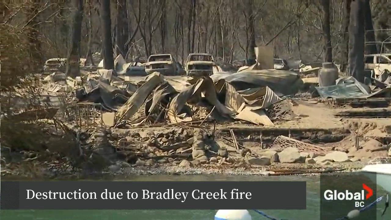 Destruction from the Bradley Creek wildfire