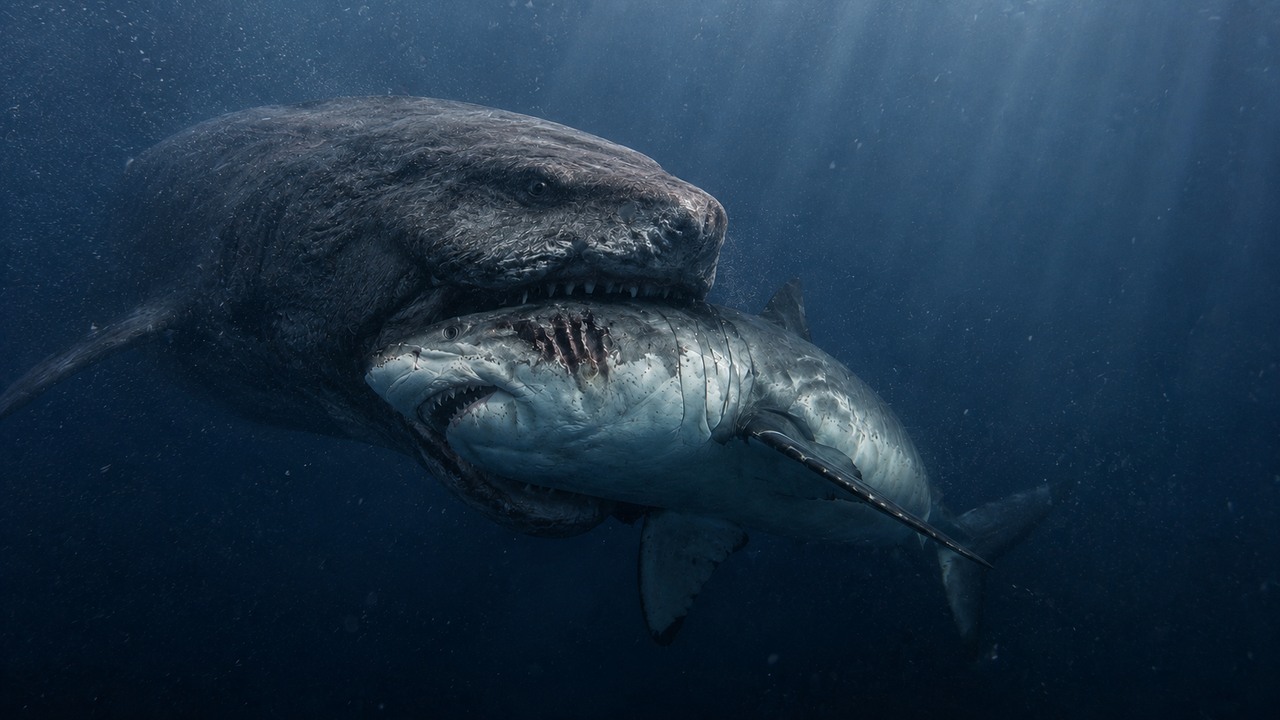 Biggest monster eat hole grown White shark in Bermuda Triangle...watch ...