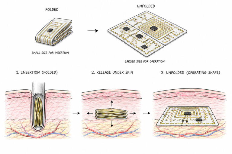 This origami implant unfolds under the skin to monitor health