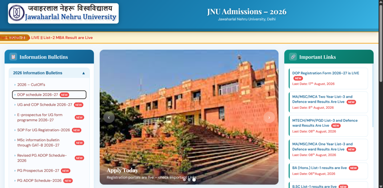 JNU DOP admissions 2026 begin: Check eligibility, important dates and ...